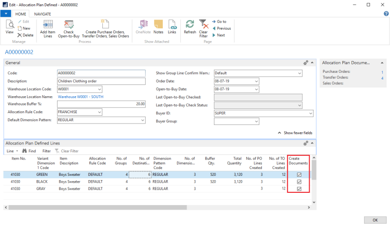 How to: Create Purchase, Transfer, and Sales Orders from Allocation ...