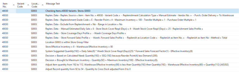 Calculation Log Lines